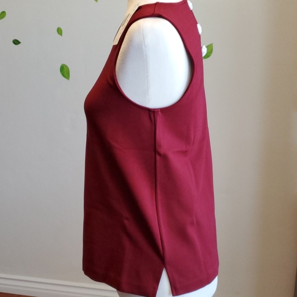 J. Crew | Tops | Jcrew Jeweled Button Back Ponte Top Burgundy Xs | Poshmark